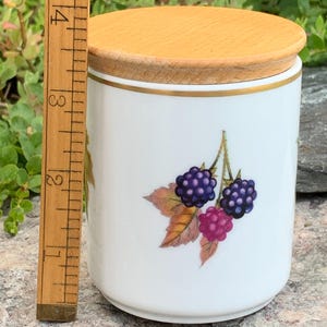 Royal Worcester Evesham Small Canister Storage Jar With Wooden Lid Made ...