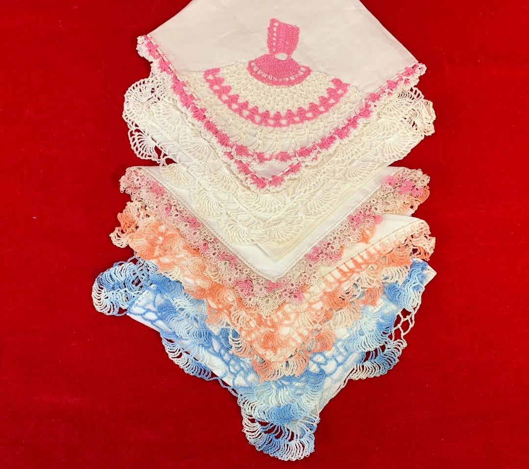 Vintage Hankies With Crocheted and Tatted Hand Made Lace Edging | Lot ...