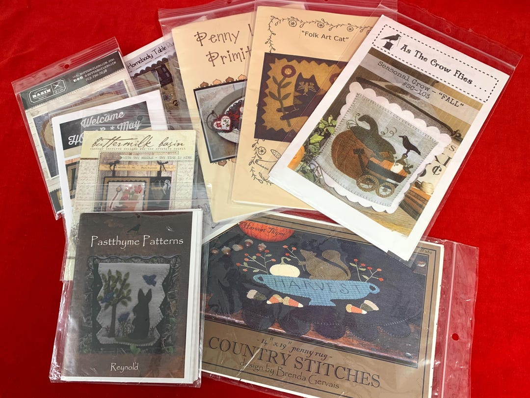 Lot of 8 Wool Applique Pattern Bundle | Buttermilk Basin, Penny Lane ...