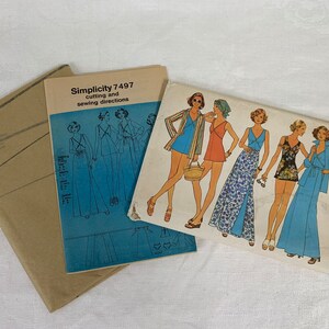 Vintage Simplicity 7497 Size 10 Bust 32 1/2 Swim Suit, Front Wrap Skirt ...