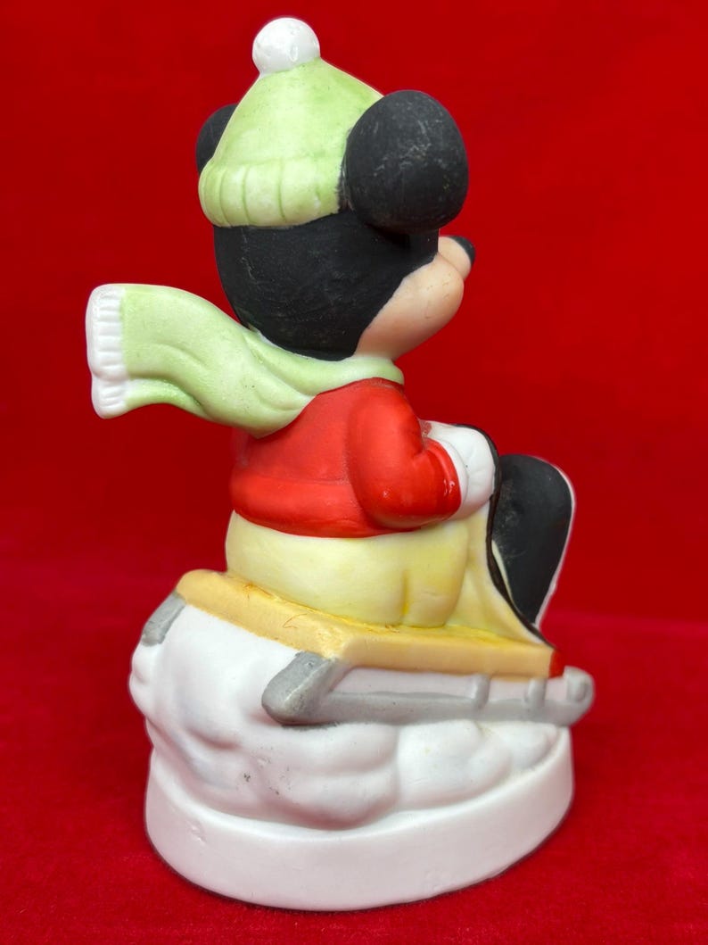 Mickey Mouse on Sled Walt Disney Productions Bisque Figurine | Made in ...