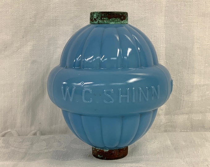Antique Blue Glass Lightning Rod Ball With Copper Caps | W C Shinn Blue ...