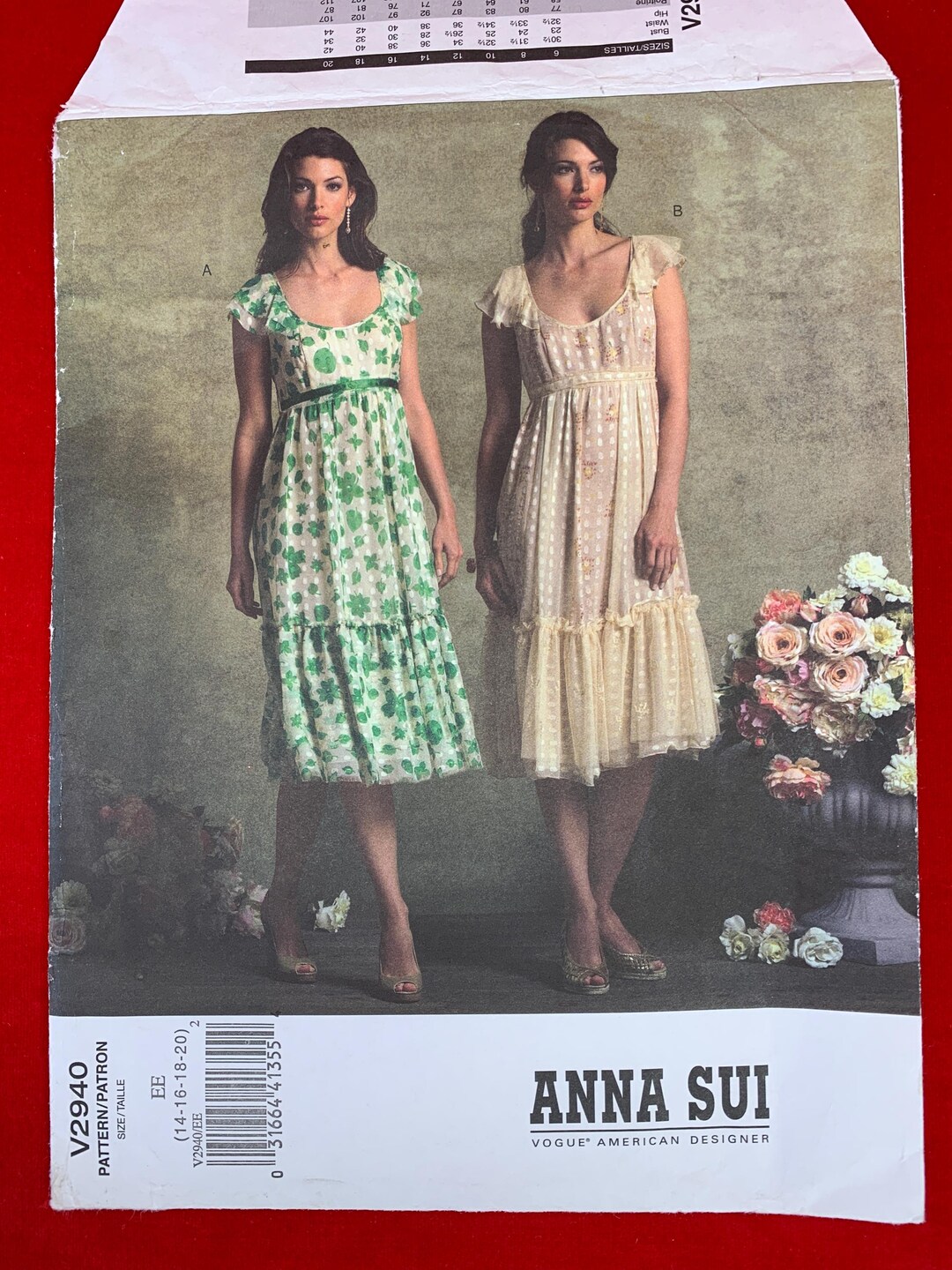 Vogue 2940 Anna Sui Ruffled Dress Sewing Pattern | Complete Uncut ...