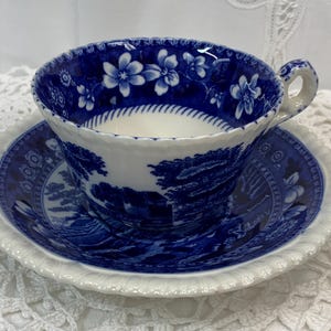 Copeland Spode's Tower England Blue Teacup and Saucer Old Mark Copeland Spode Cup and Saucer ...