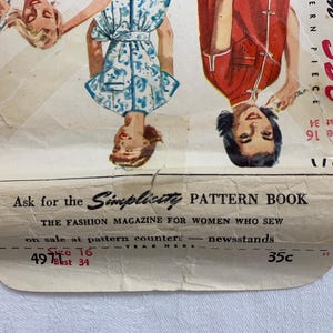 Vintage Simplicity 4971 Misses Pajama Printed Sewing Pattern | Size 16 ...