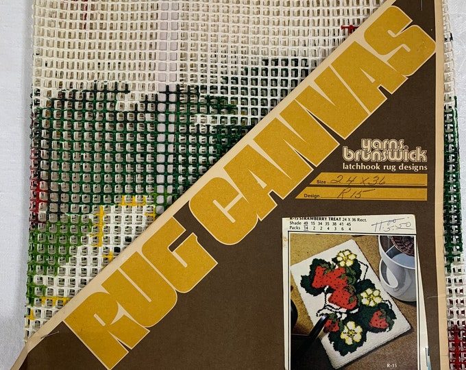 Vintage Latch Hook Rug Canvas Brunswick Yarns | 24 X 36 | Printed ...