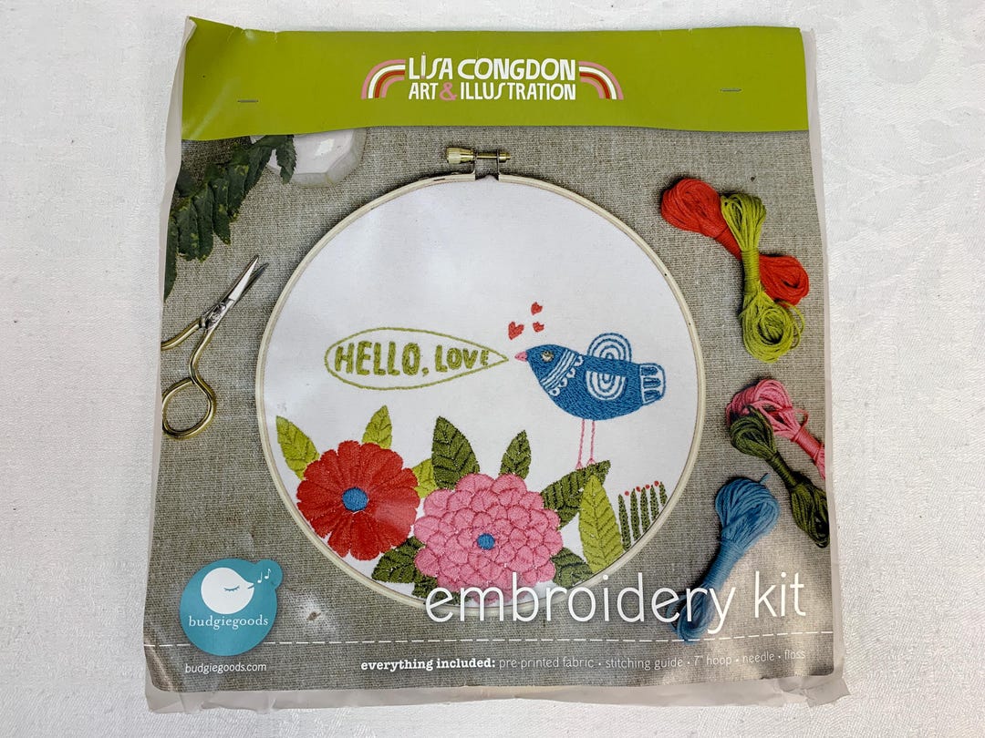 Budgiegoods Lisa Congdon HELLO Embroidery Kit Embroidery Kit Bird ...