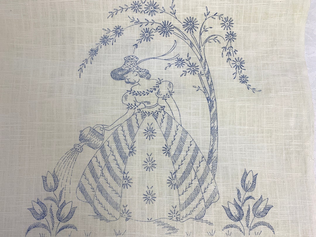 Vintage Stamped Linen Southern Belle Table Runner Fabric to Embroider ...