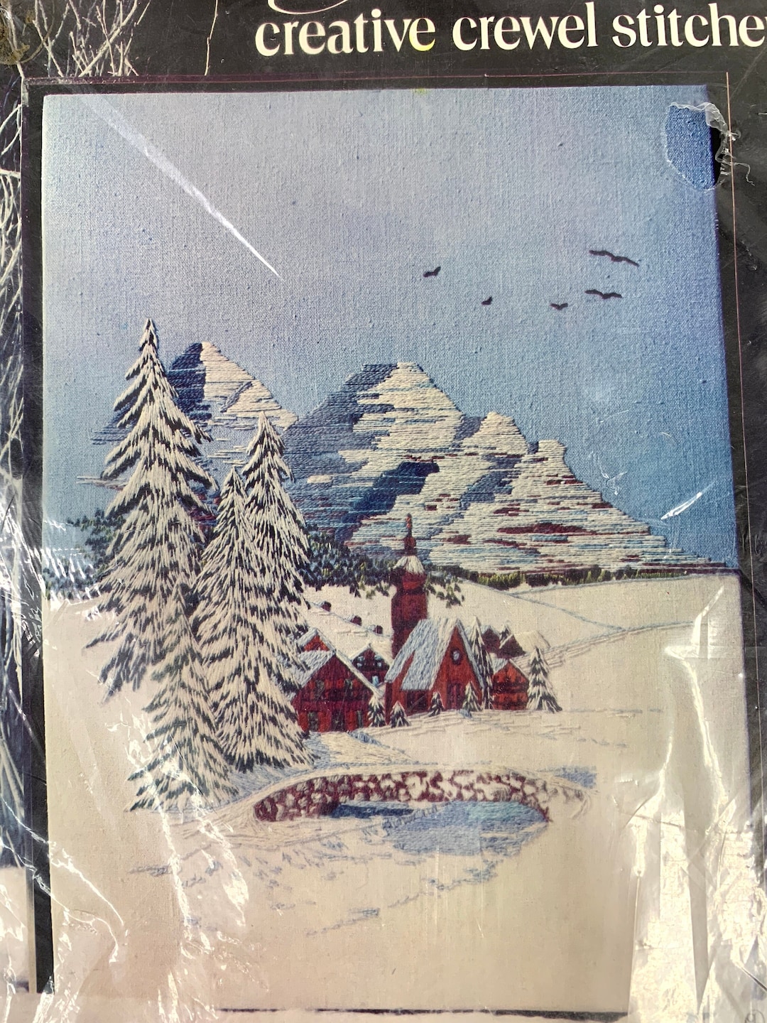 Vintage Paragon Crewel Embroidery Kit ALPINE VILLAGE Kit 0912 Winter ...