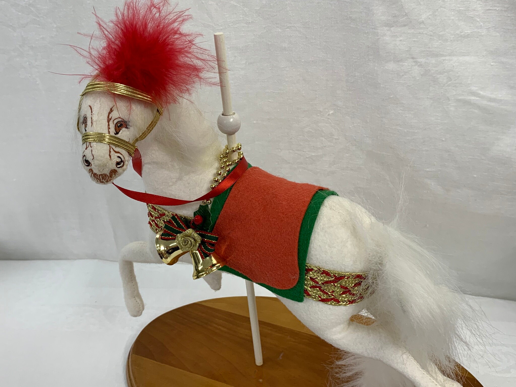 Vintage Annalee Christmas Carousel Horse on Wooden Base - Etsy