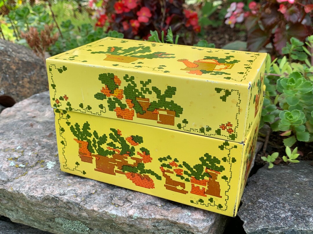 Vintage Syndicate Tin Metal File Box Yello With Pixelated - Etsy