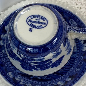 Copeland Spode's Tower England Blue Teacup and Saucer Old Mark Copeland Spode Cup and Saucer ...