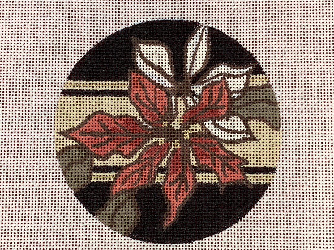 Lani Poinsettia Christmas Needlepoint Canvas 4 In. Dia. Christmas ...