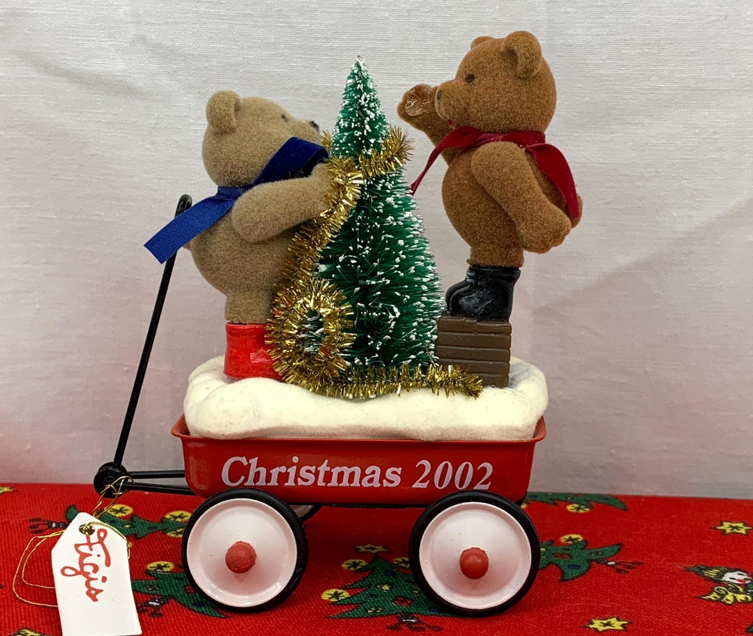 Figis 2002 Little Red Wagon Christmas Ornament With Teddy Bears ...