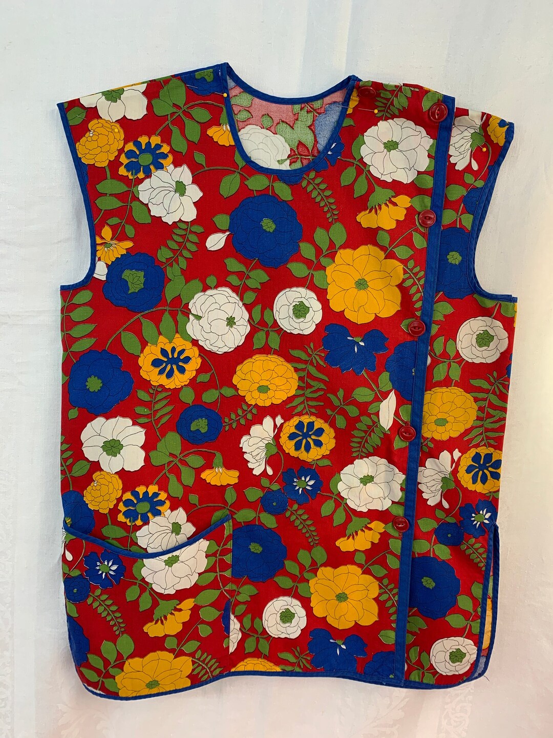 Vintage Tunic Button up Apron Flower Power Chef's Apron, Baker's Apron ...