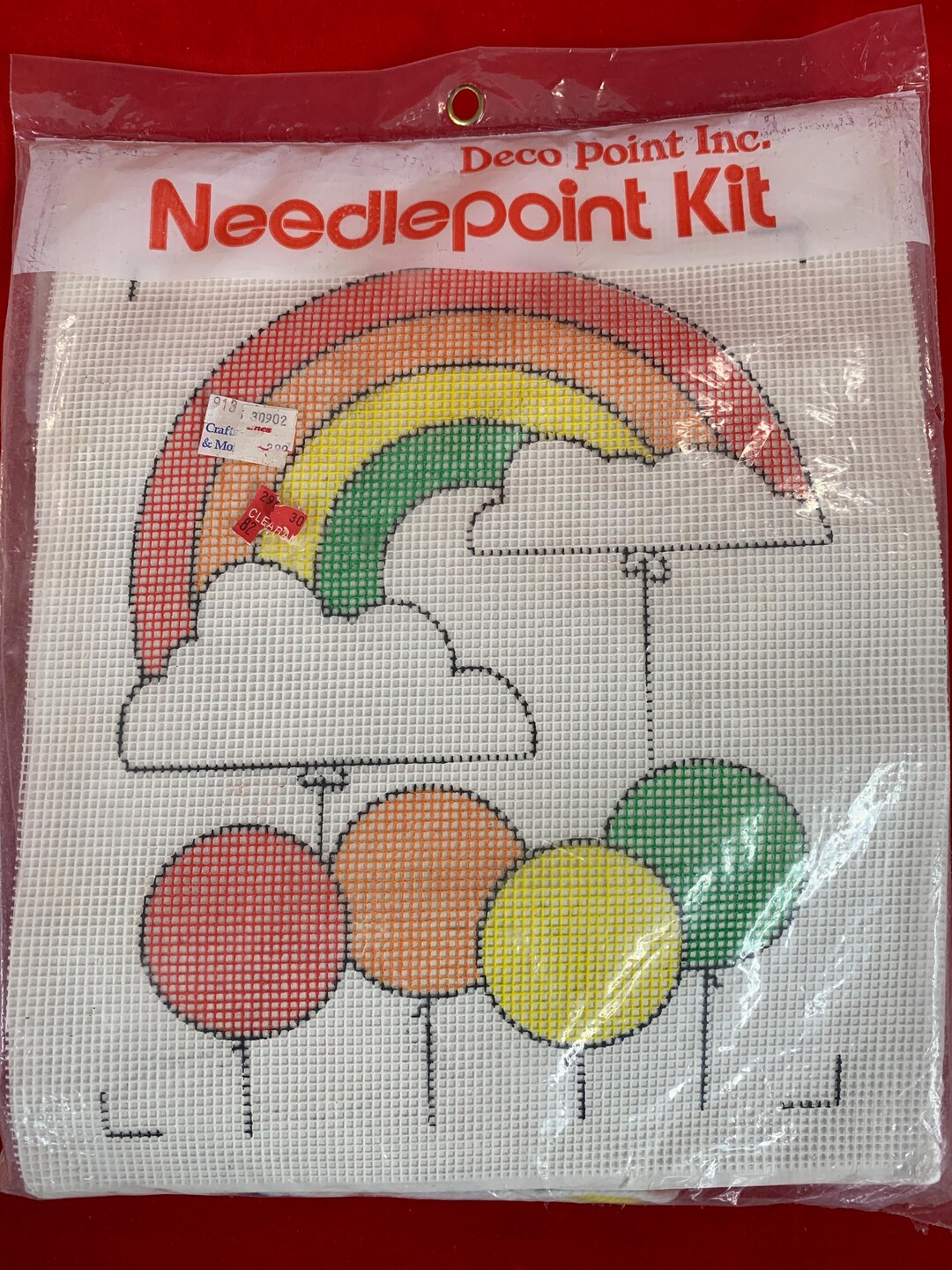 Vintage Deco Point Needlepoint Kit Rainbow, Clouds, Balloons | 8 In. X ...