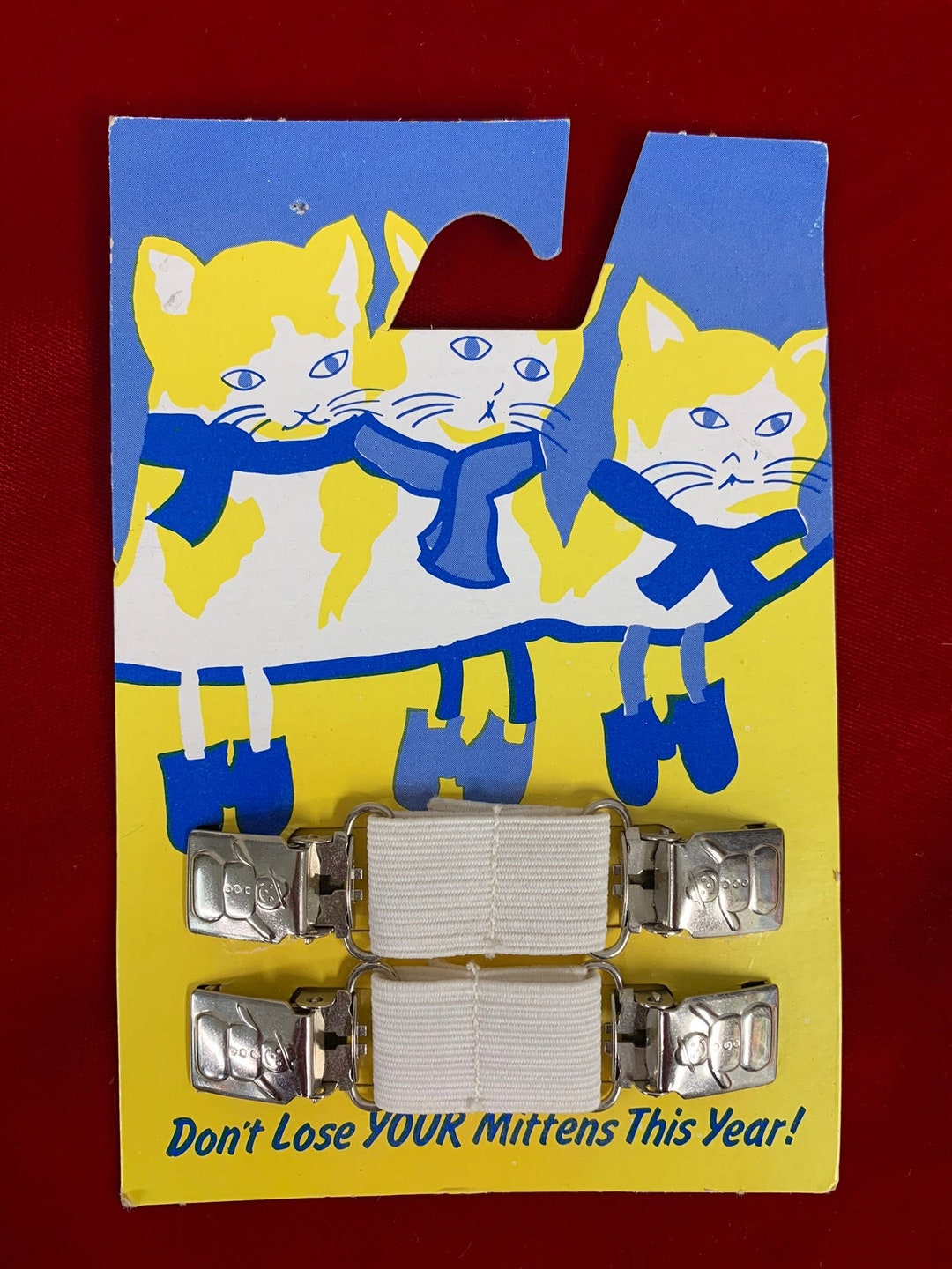 Vintage Mitten Clips on Cute Three Little Kittens Cardboard - Etsy