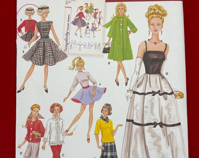 Simplicity 5785 Fashion Doll Barbie Doll Clothes Sewing Pattern Remake of Vintage Pattern ...