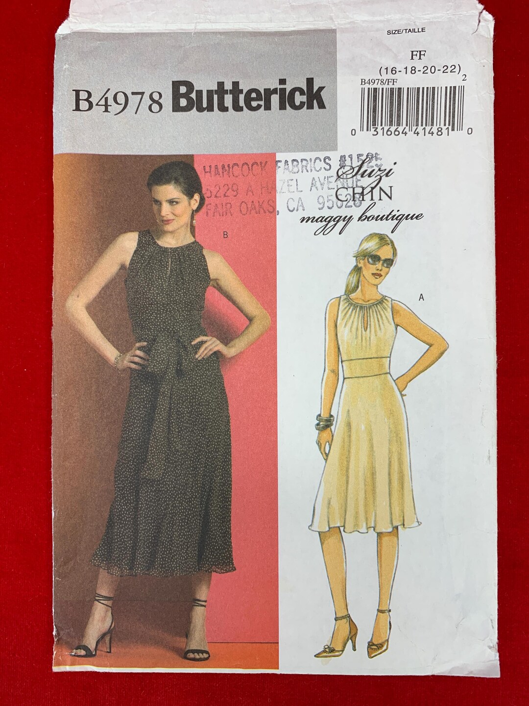 Butterick 4978 Suzi Chin Maggy Boutique Sleeveless Dress Sewing Pattern ...
