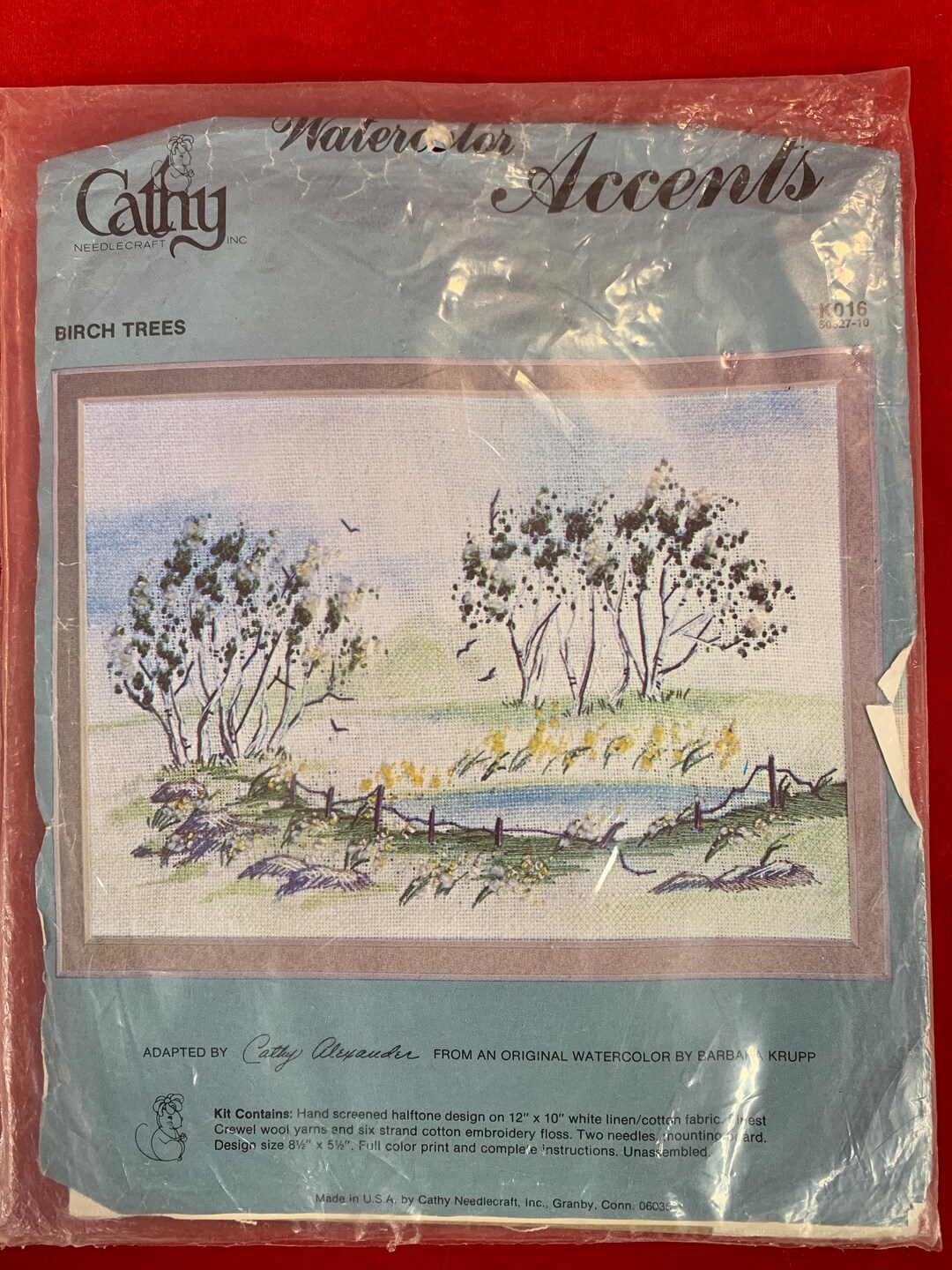 Cathy Needlecraft Embroidery Kit K016 BIRCH TREES Watercolor Accents ...
