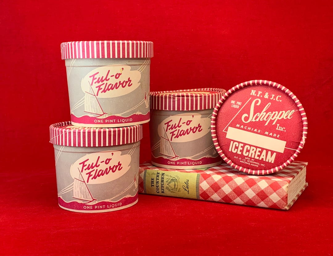 Set of 4 Vintage NOS Cardboard Ice Cream Containers Schoppee Ice Cream ...