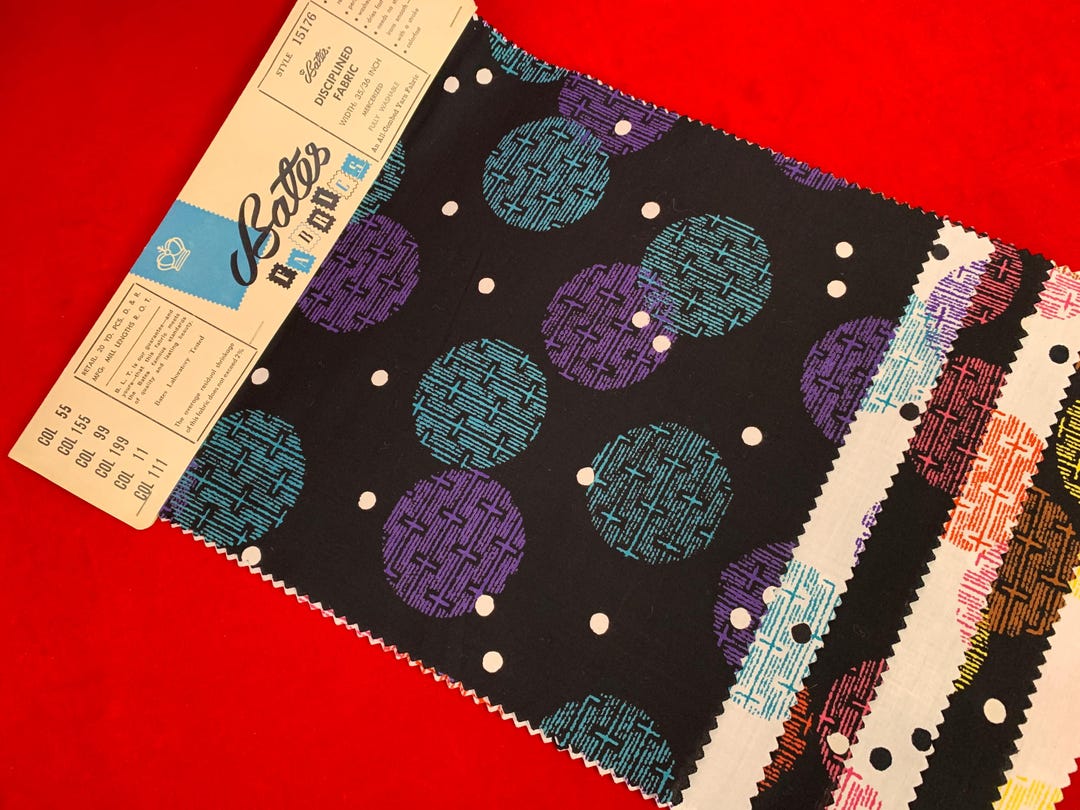 Vintage Bates Textiles Mill MCM Cotton Fabric Samples Style 15176 on ...