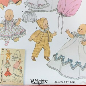 Simplicity 5215 Baby Doll Clothes Patterns Complete, Uncut, Factory ...