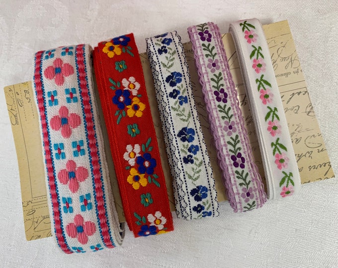 Vintage Woven Floral Trim Assortment | 2 Yards Each, Total 10 Yards ...