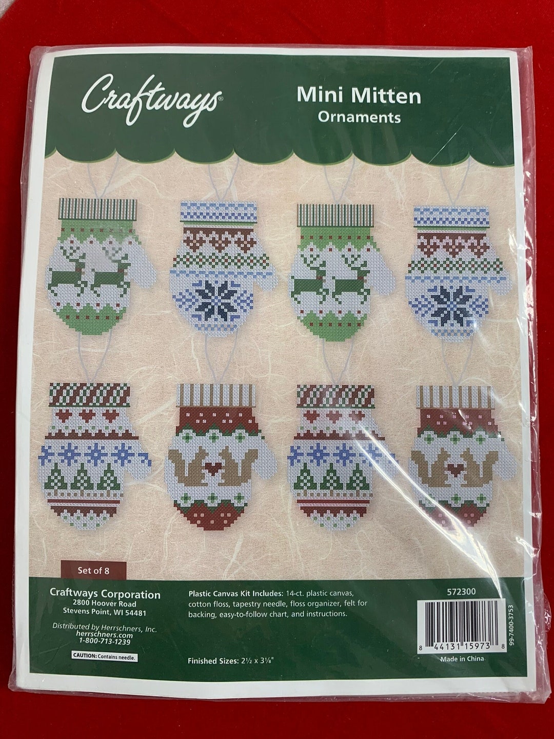 Craftways Mini Mitten Ornaments Plastic Canvas Kit | Complete, Unopened ...