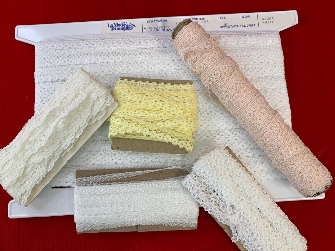 Vintage Narrow Lace Lot Bundle Over 50 Yards, 6 Different Laces Doll ...