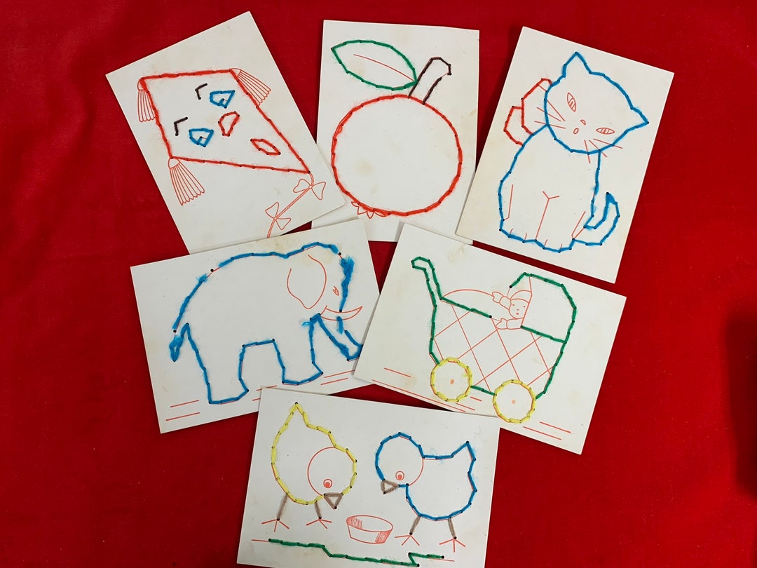 Vintage Sewing Cards Set of 6 Yarn Sewing Cards Display - Etsy