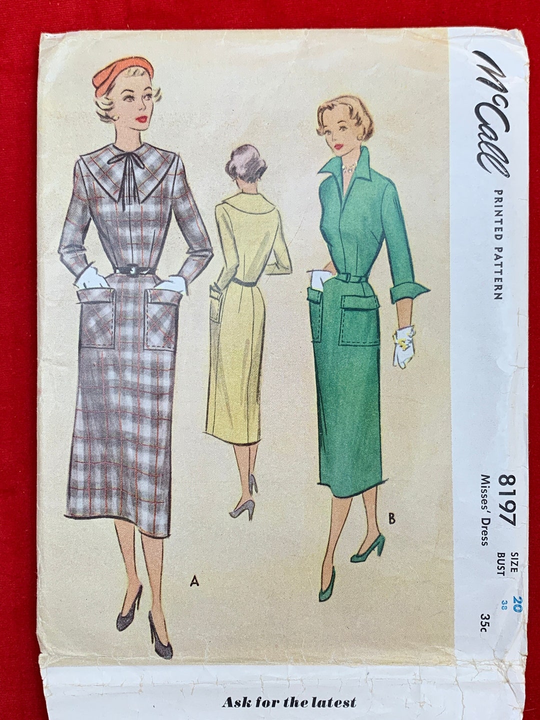 Vintage Mccall 8197 Misses Dress Printed Sewing Pattern | Size 20 Bust ...