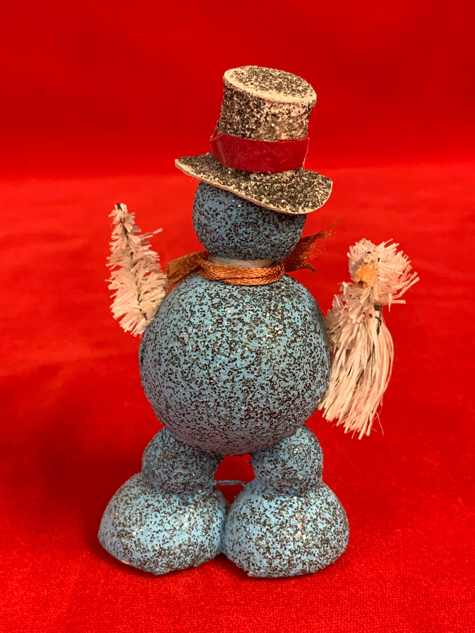 Vintage Putz Cardboard Snowman Figurine Blue Mica MCM - Etsy