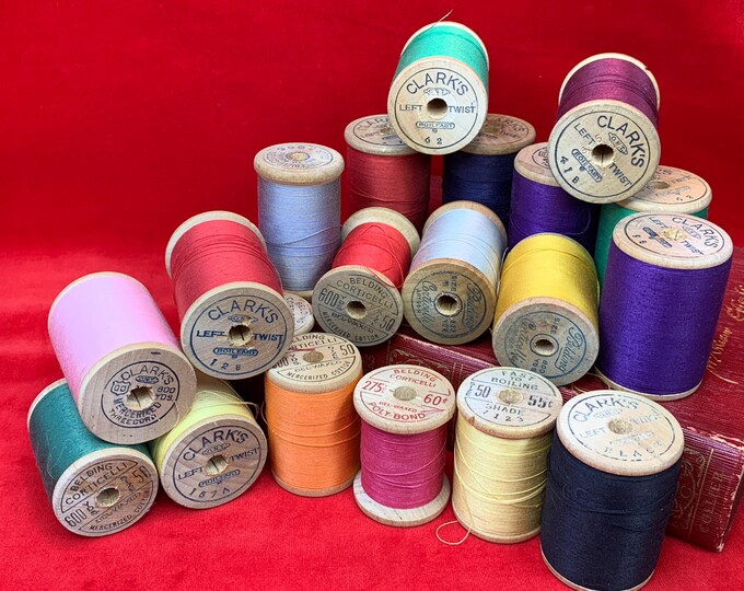 20 Wooden Spools of Vintage Thread | Belding Corticelli, Clarks ...