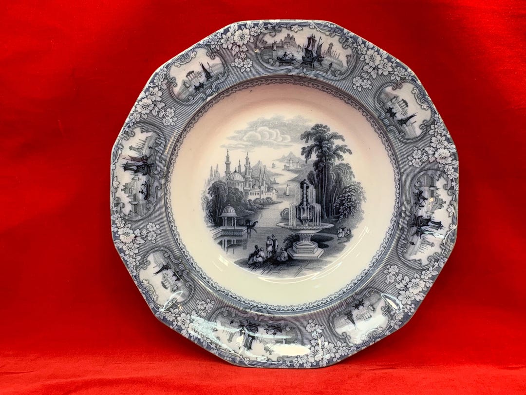 Antique Jacob Furnival 10.5 Inch Bowl Blue Ironstone MEDINA Pattern ...