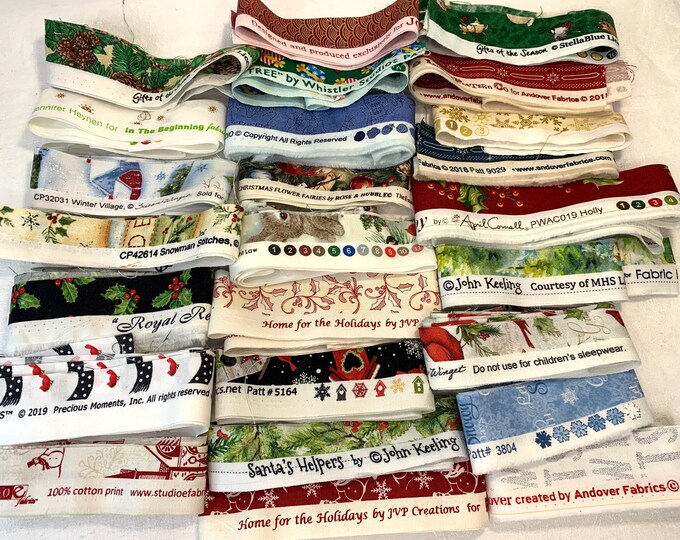 Fabric Selvages Bundle Christmas, Winter, Holiday Fabrics | 30+ Yards ...