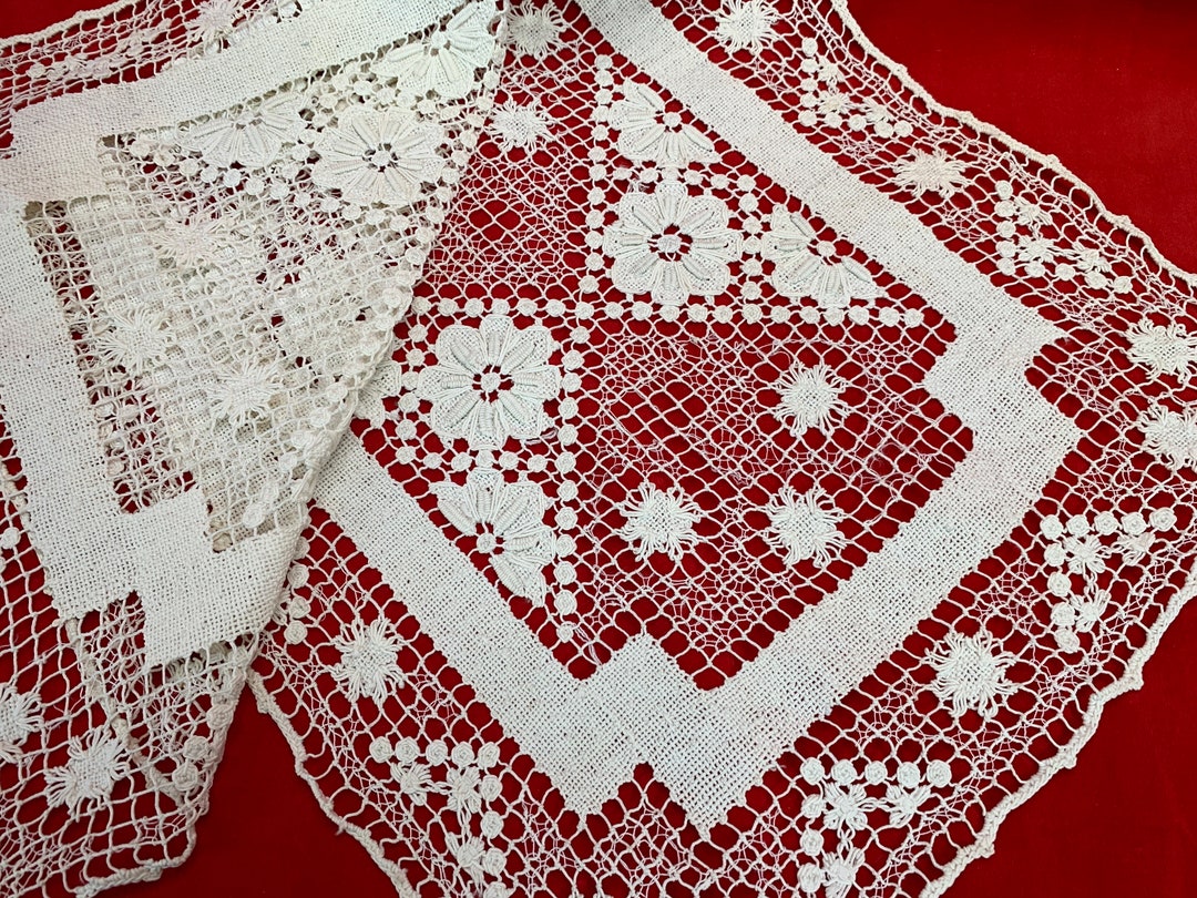Vintage Lace Doily Rectangular Runner With Floral Design 13 X 29 READ for Condition Cottage ...