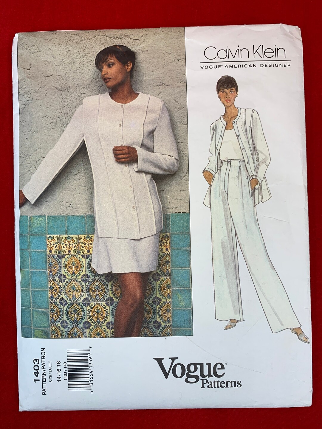 Vogue 1403 Calvin Klein Jacket, Skirt, Pants Sewing Pattern | Size 14 ...