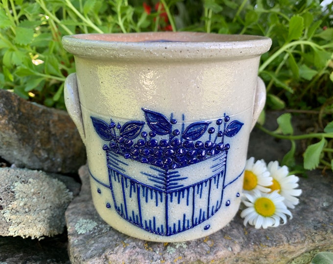 Salmon Falls Stoneware Pottery Blueberry Basket Small Crock With ...