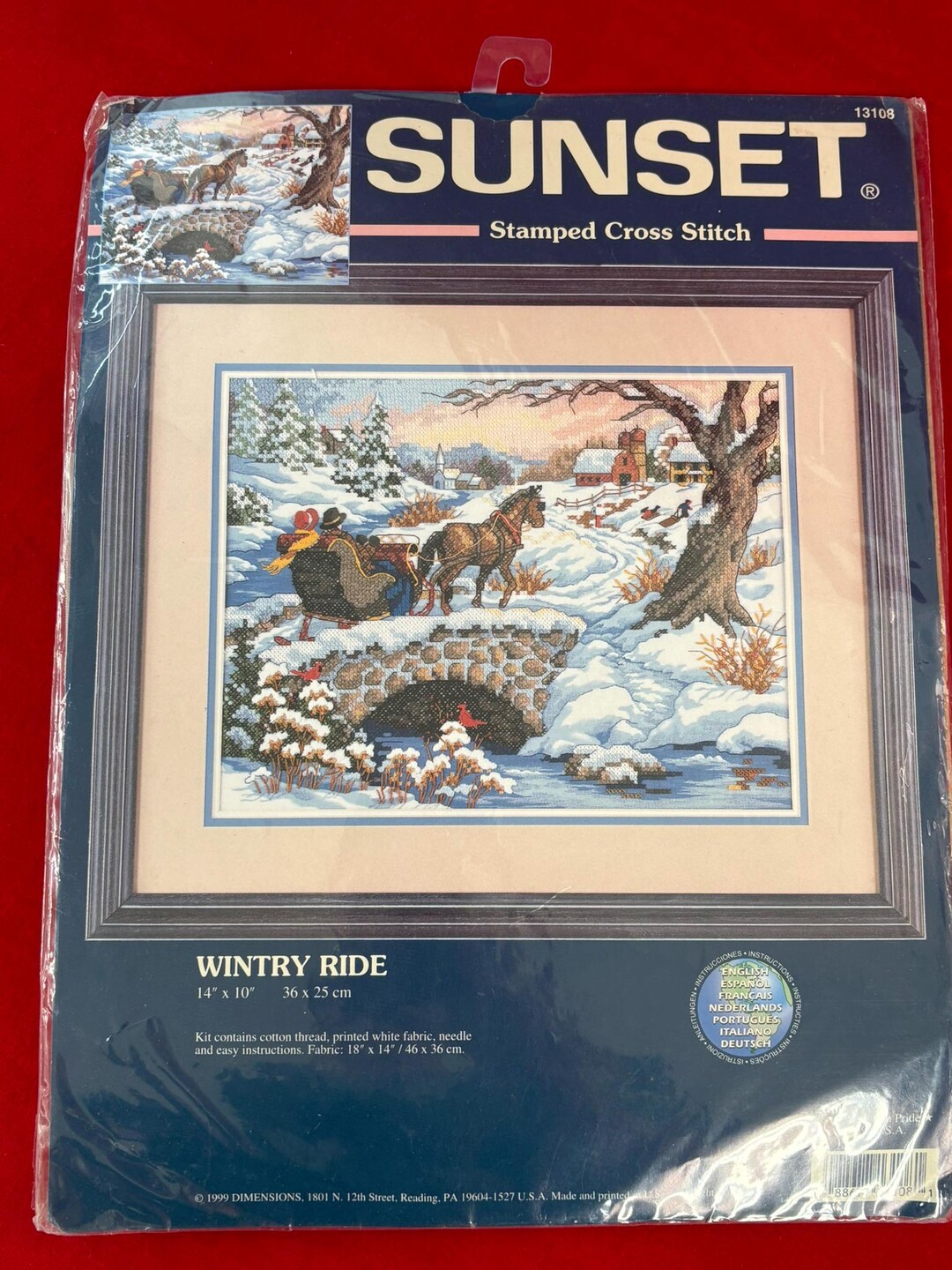 Vintage Sunset Dimensions "wintry Ride" Stamped Cross Stitch Kit 13108 ...