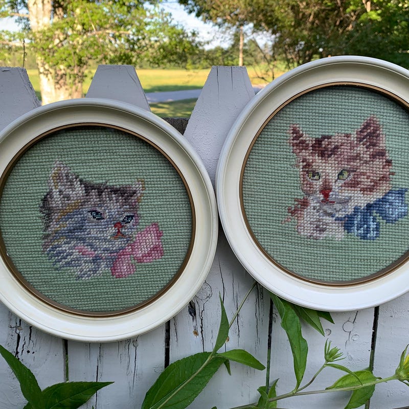 Cat Needlepoint - Etsy