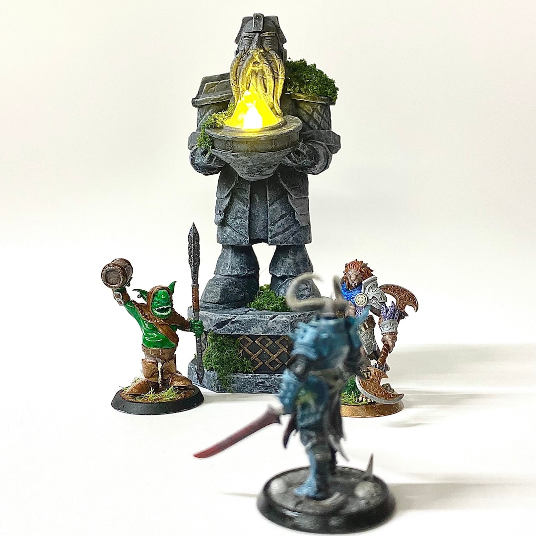 Dwarven Statue With Flame DND 32mm Scale Dungeons and Dragons Fantasy ...