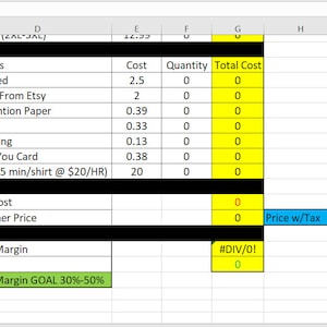 Sublimation Pricing Spreadsheet **EXCELL** - Etsy