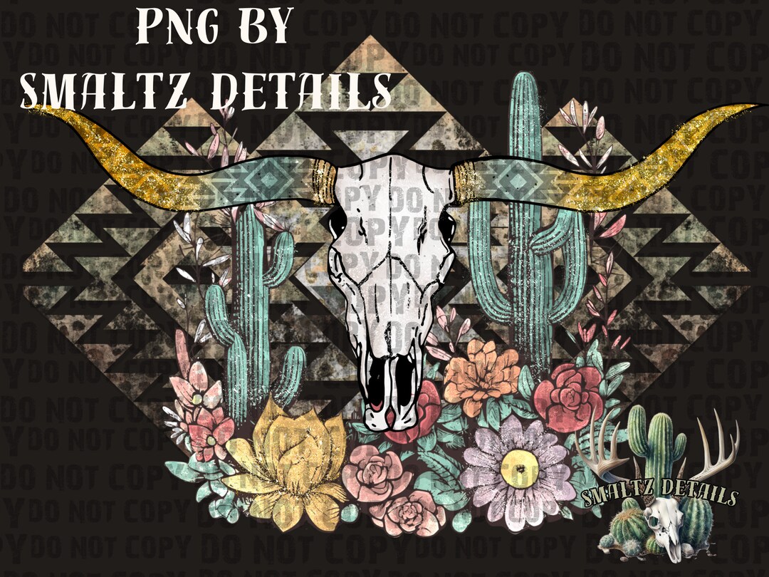Long Horn PNG, Aztec Png, Cactus Png, Western Png, Vintage Western Png ...