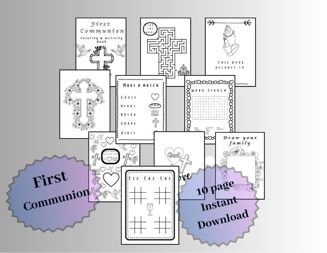 First Communion Activity Book Coloring Pages, Communion Favors ...