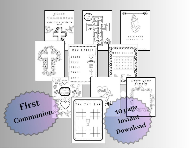 First Communion Activity Book Coloring Pages, Communion Favors ...