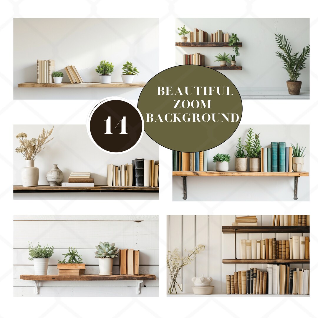 Zoom Background Bookshelf Bundle Zoom Backgrounds Bookcase Zoom ...
