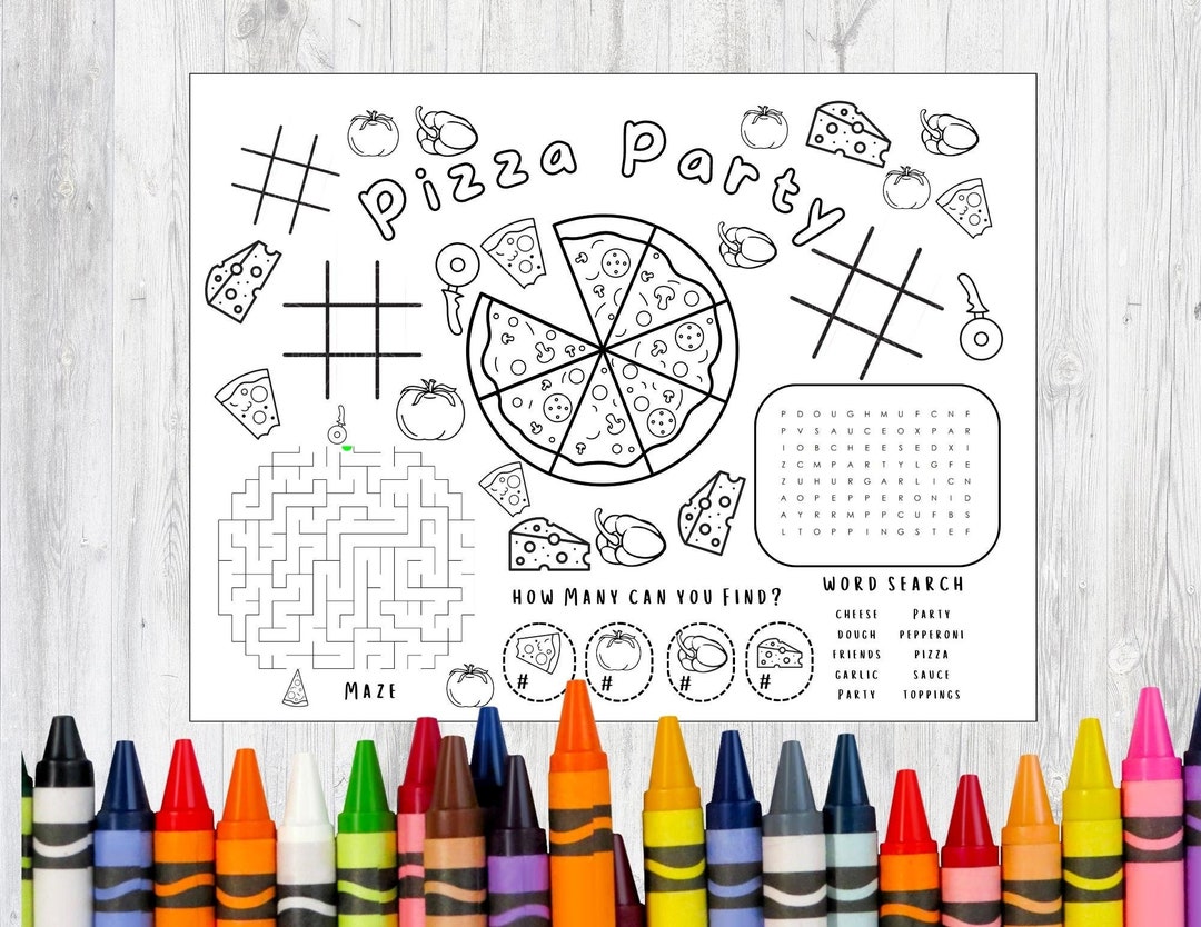 Placemat Printable Pizza Party Activity Sheet Pizza and - Etsy