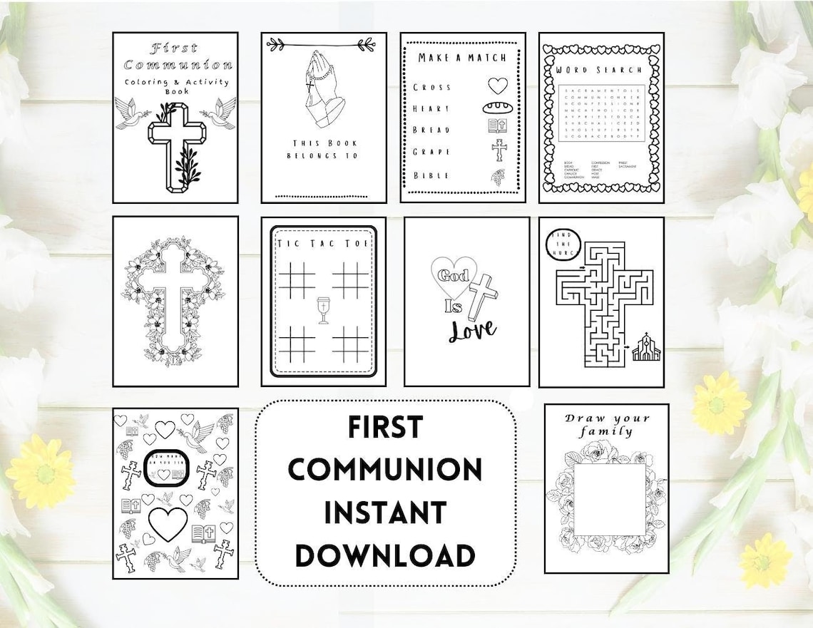 First Communion Activity Book Coloring Pages, Communion Favors ...