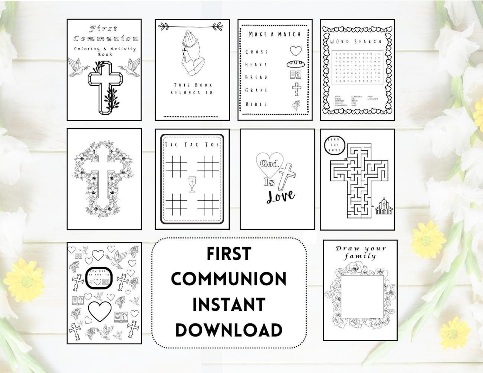 First Communion Activity Book Coloring Pages, Communion Favors ...